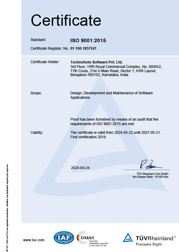 certification - Technoforte INC